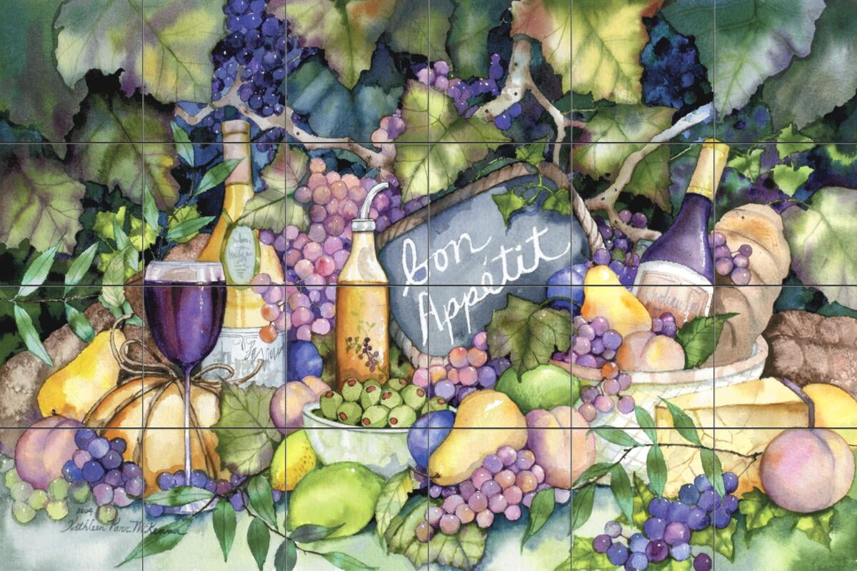 Tile Mural Kitchen Backsplash - Bon Appetit - by Kathleen Parr McKenna ...