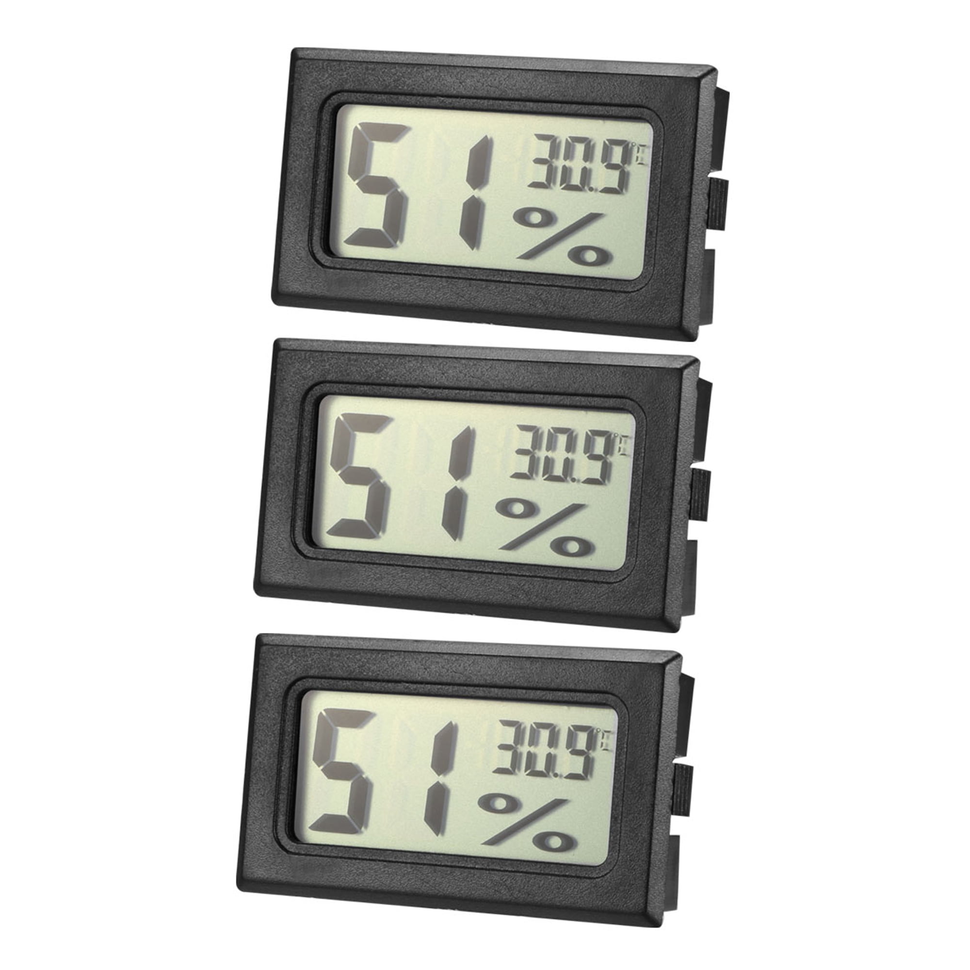 Uxcell Digital Temperature Humidity Gauge LCD Display Black, 3 Pack ...