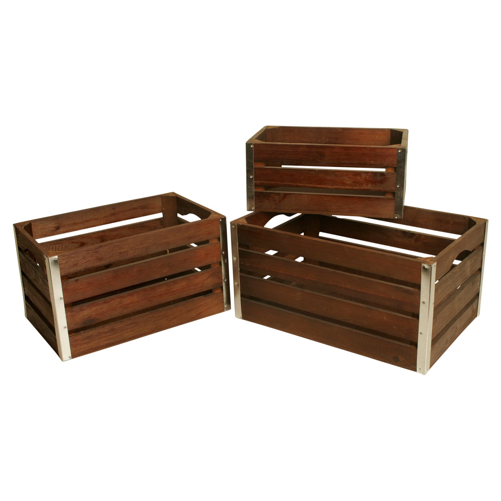 Wald Imports 8113-S3 Gray-wash Wood Crates, Set of 3 - Medium - Walmart.com