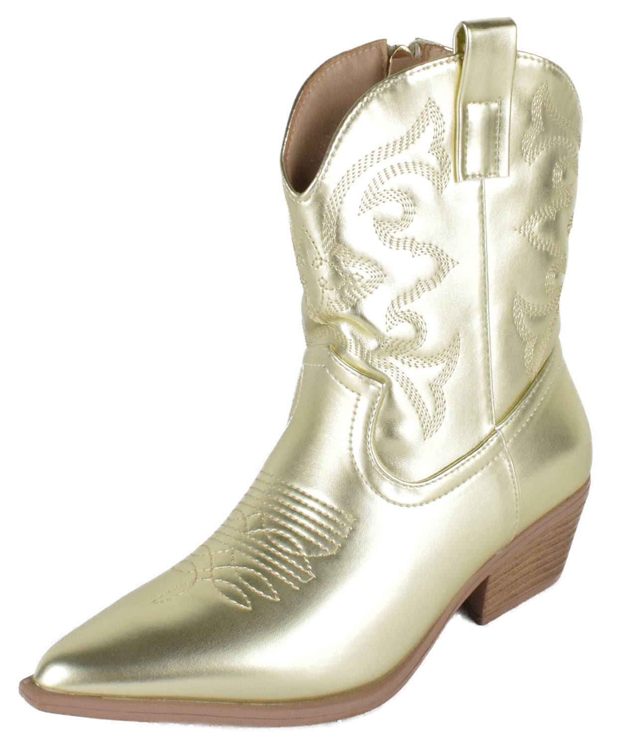TOP MODA Women Cowgirl Cowboy Western Stitched Ankle Boots Pointy Toe ...