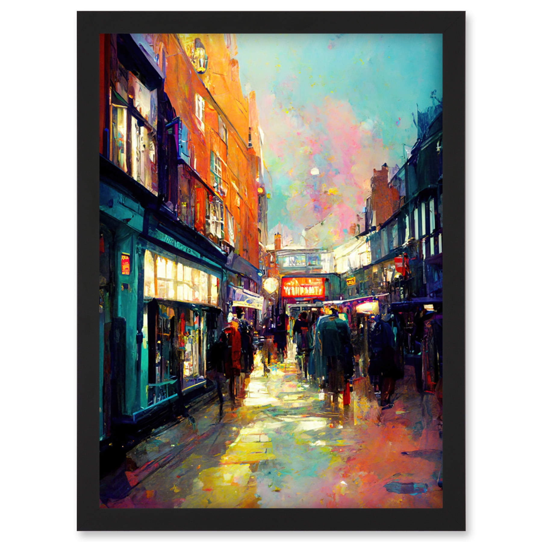 Carnaby Street London Bright Acrylic Painting Artwork Framed Wall Art ...