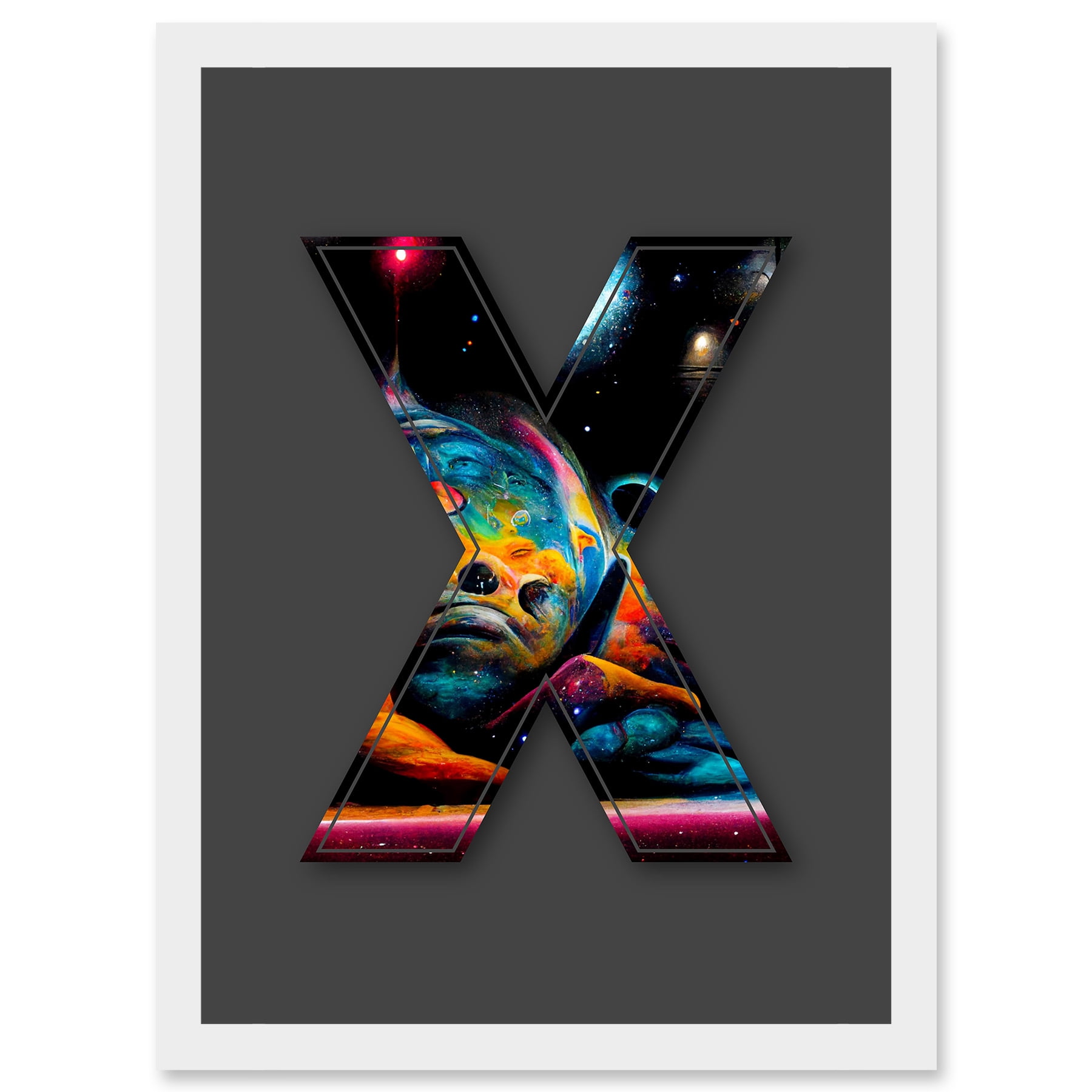 Letter X Space Cosmos Colourful Decorative Graffiti Mural Alphabet ...