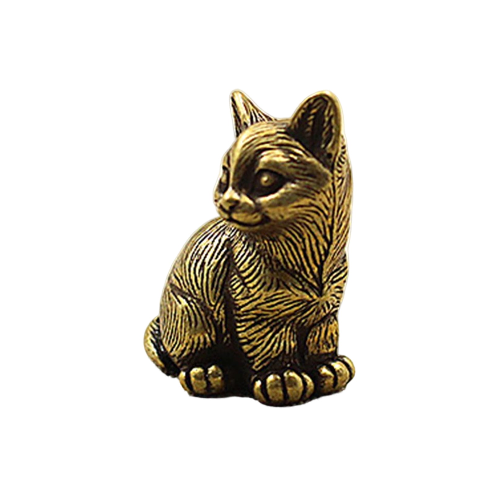 Farfi Miniature Sculpture Retro Copper Cat Figurine, Decorative Animal ...