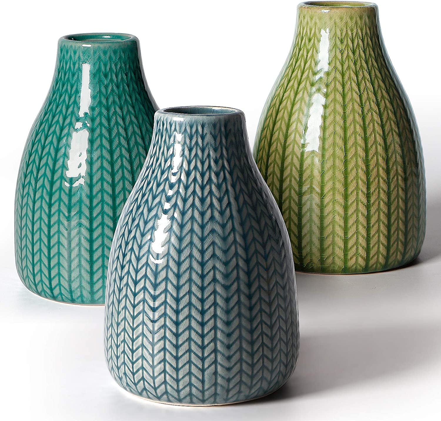 Blue Green Yellow Cute Decor Ceramic Vase Set, Decorative Farmhouse ...