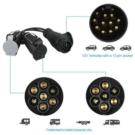 Universal 13pin to 7pin Adapter Trailer Dual Connector Splitter ...