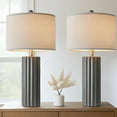 Oneach Modern Ceramic table Lamps Set of 2 with Beige Linen Shade for ...