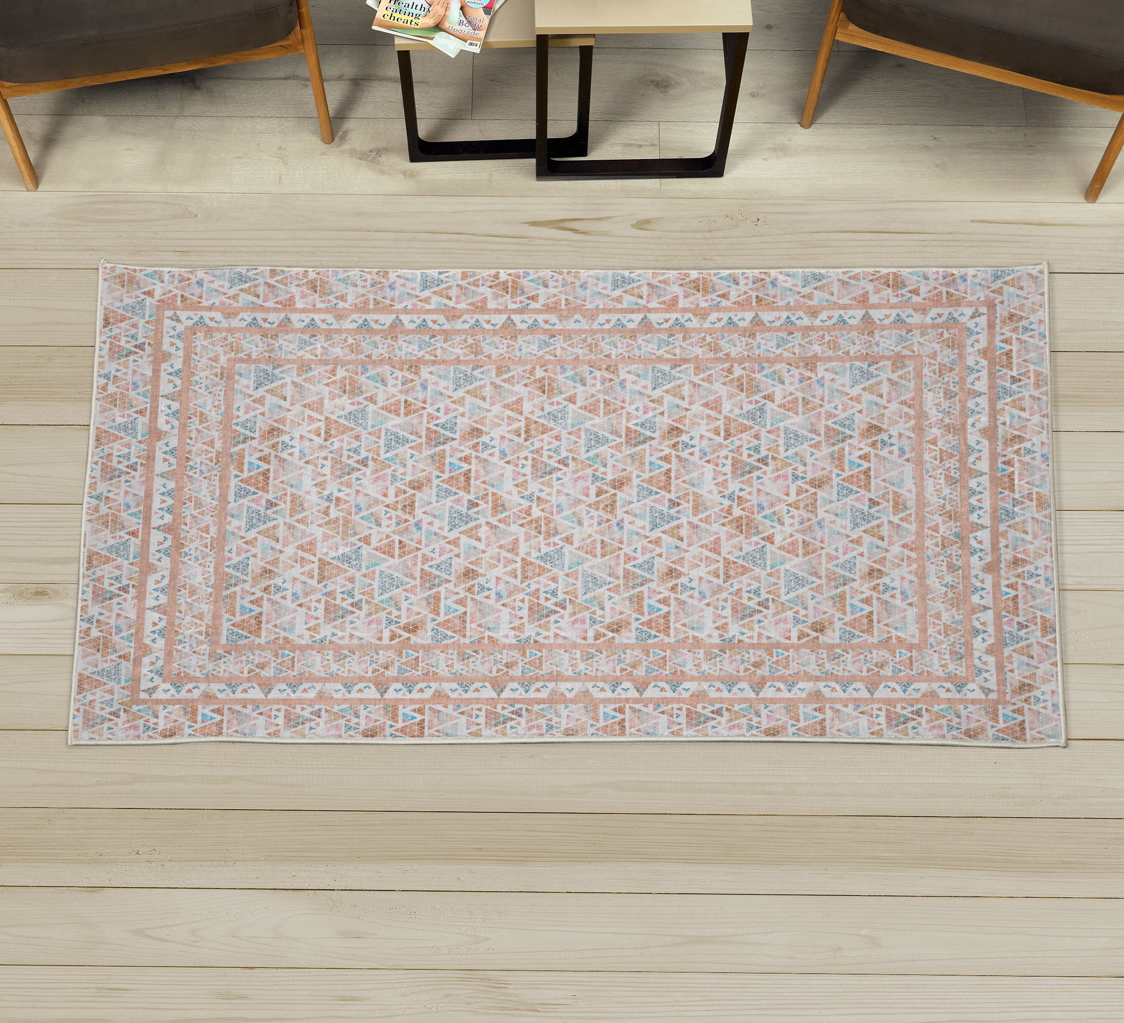 Geometric Decorative Rug, Triangle Grid in Ombre Galactic Effect Colors ...