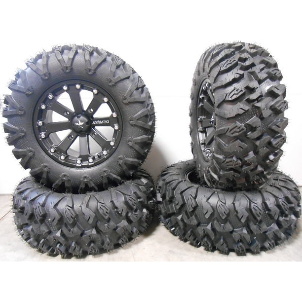 MSA Black Kore 14" ATV Wheels 27" MotoClaw Tires Arctic Cat TBX TRV ...