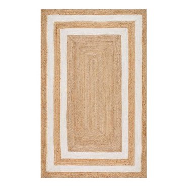 Jaipur Art And Craft Natural Fiber Jute Brown White Border Handmade ...