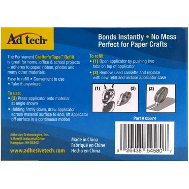 AdTech 0.31" Permanent Crafter's Tape Glue Runner, 8.75 Yd. - Walmart.com
