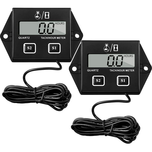 2 Pieces Digital Hour Meter Tachometer Inductive Hour Meter Replaceable ...