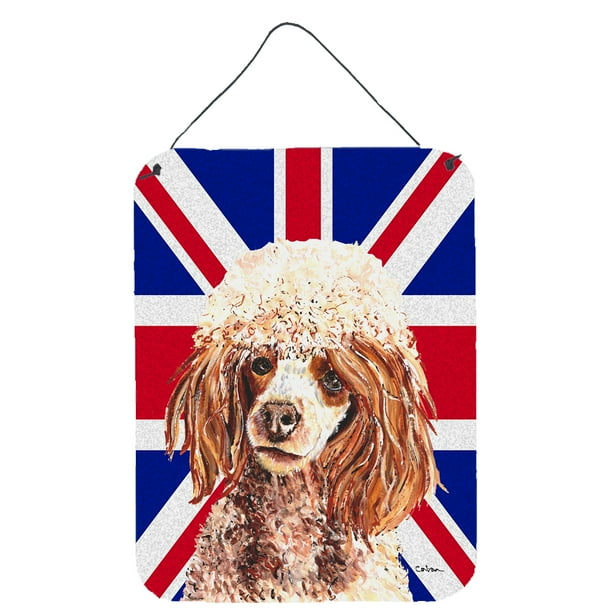 Red Miniature Poodle with English Union Jack British Flag Wall or Door ...
