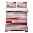 Abstract Red Gray Stripes 3 Pieces Quilt Set,1 Quilt with 2 Shams ...