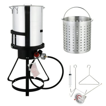 30 QT Turkey Fryer Cooker Set and 10 QT Kit, 50,000 BTU Aluminum Turkey ...