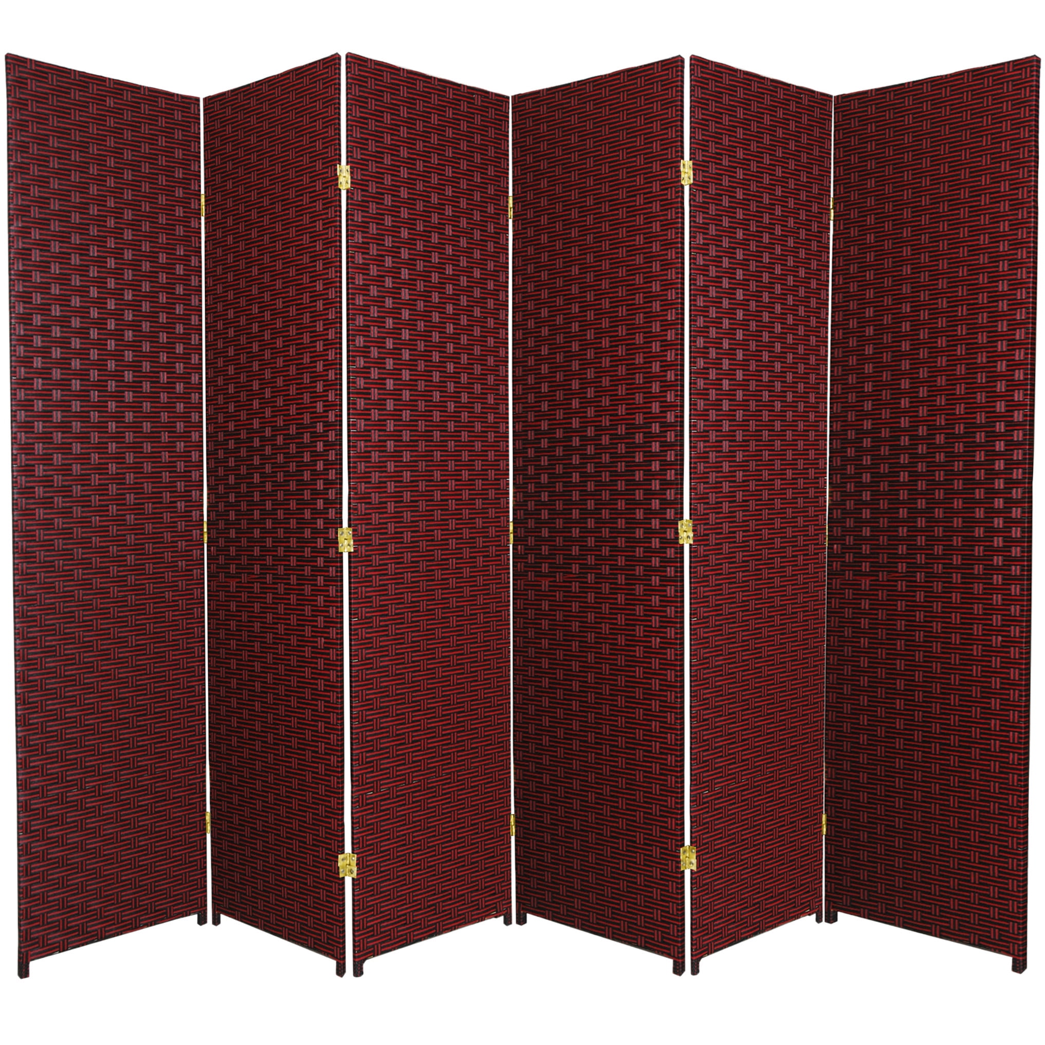 6 ft. Tall Woven Fiber Room Divider - 6 Panel - Red/Black - Walmart.com