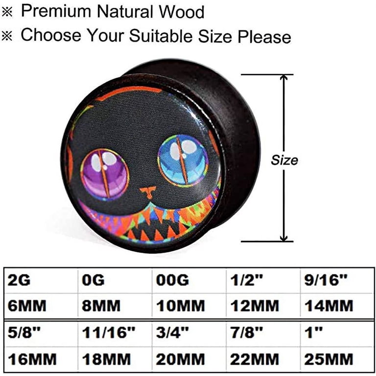 9/16 Ear Gauges FLYUN Wooden Ear Gauges (8-25mm) - Double Flare ...