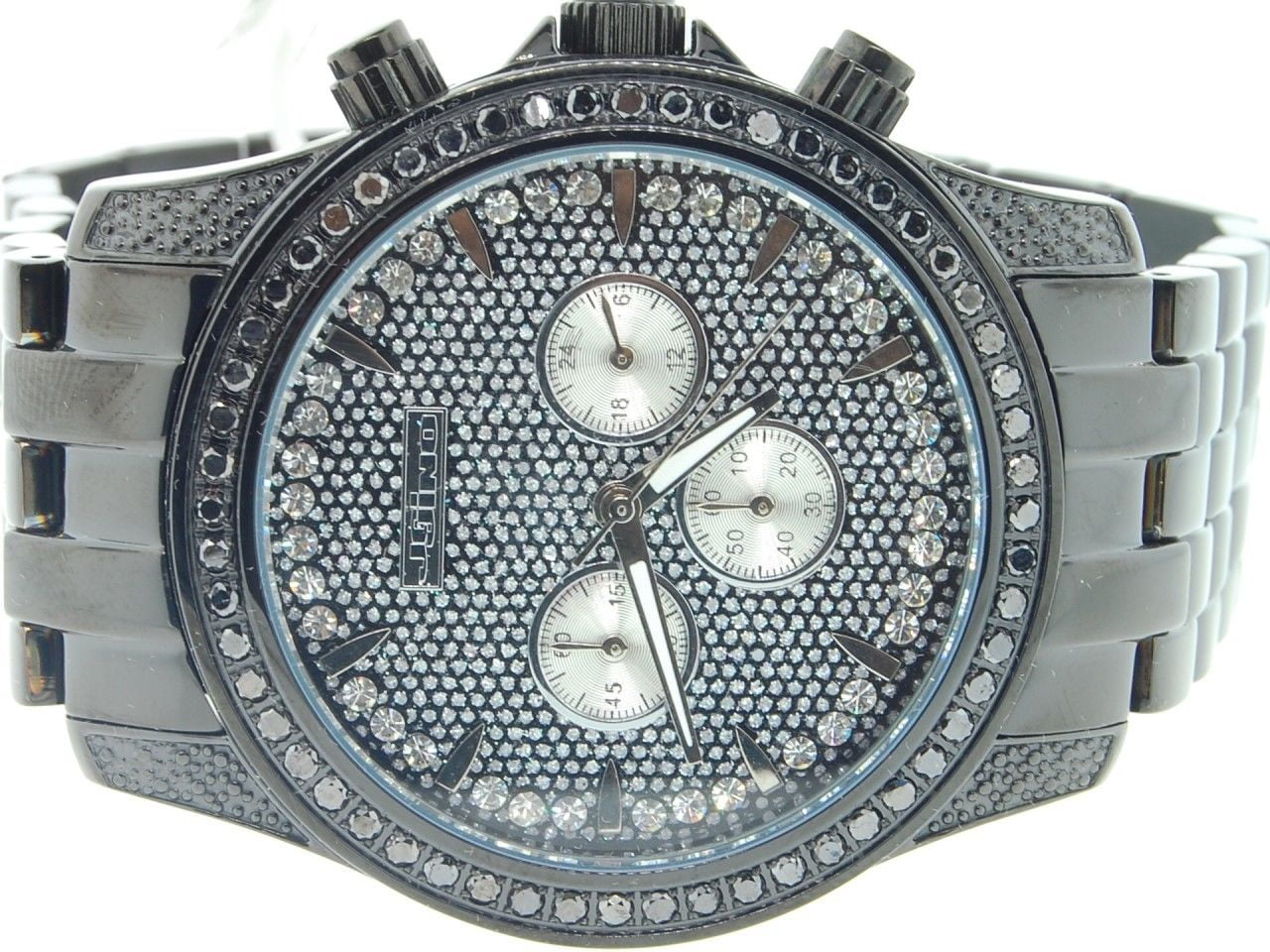 MENS /JOJO/JOE RODEO BLACK DIAMOND WATCH CURSH DIAL 2.25 CT 46MM PJ1170 ...