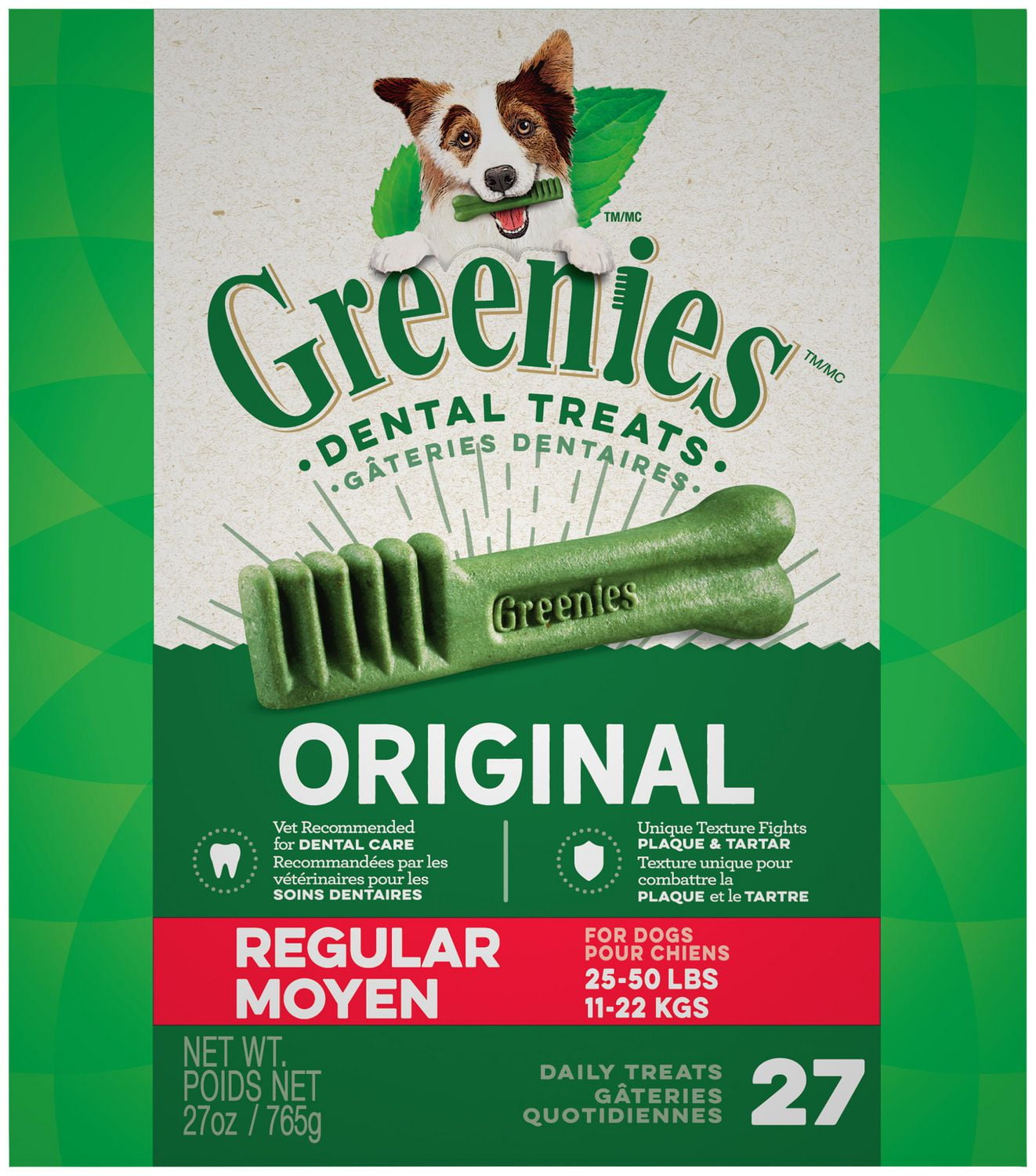 Greenies Original REGULAR Oral Care Natural Dental Adult Dog Treats, 6 ...