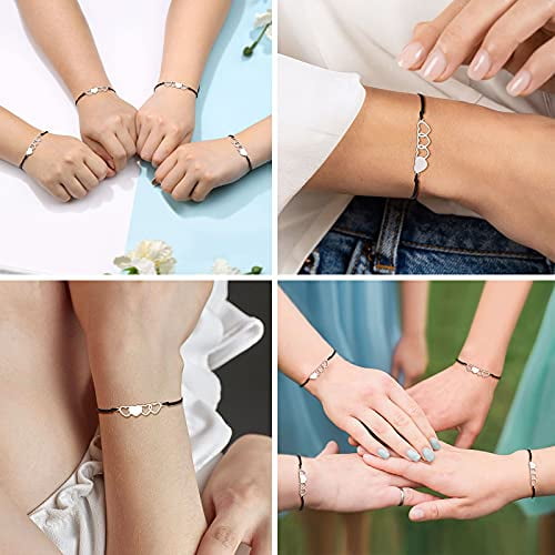 UNGENT THEM 4 Sisters Bracelets Jewelry Matching Heart Best Friend Friendship Distance Bracelets Sisters Gifts from Sister for Girls Women Birthday