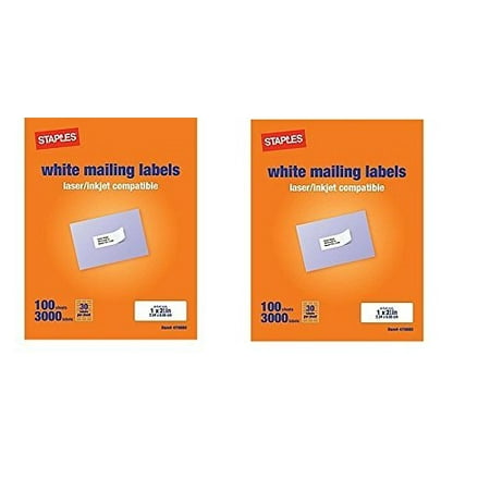 Staples White Mailing Labels for Laser Printers, 1 x 2.62 Inch, 100 ...