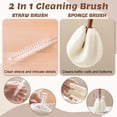 2-in-1 Long Handle Bottle Brush Set with Straw Brush for Baby Bottles ...