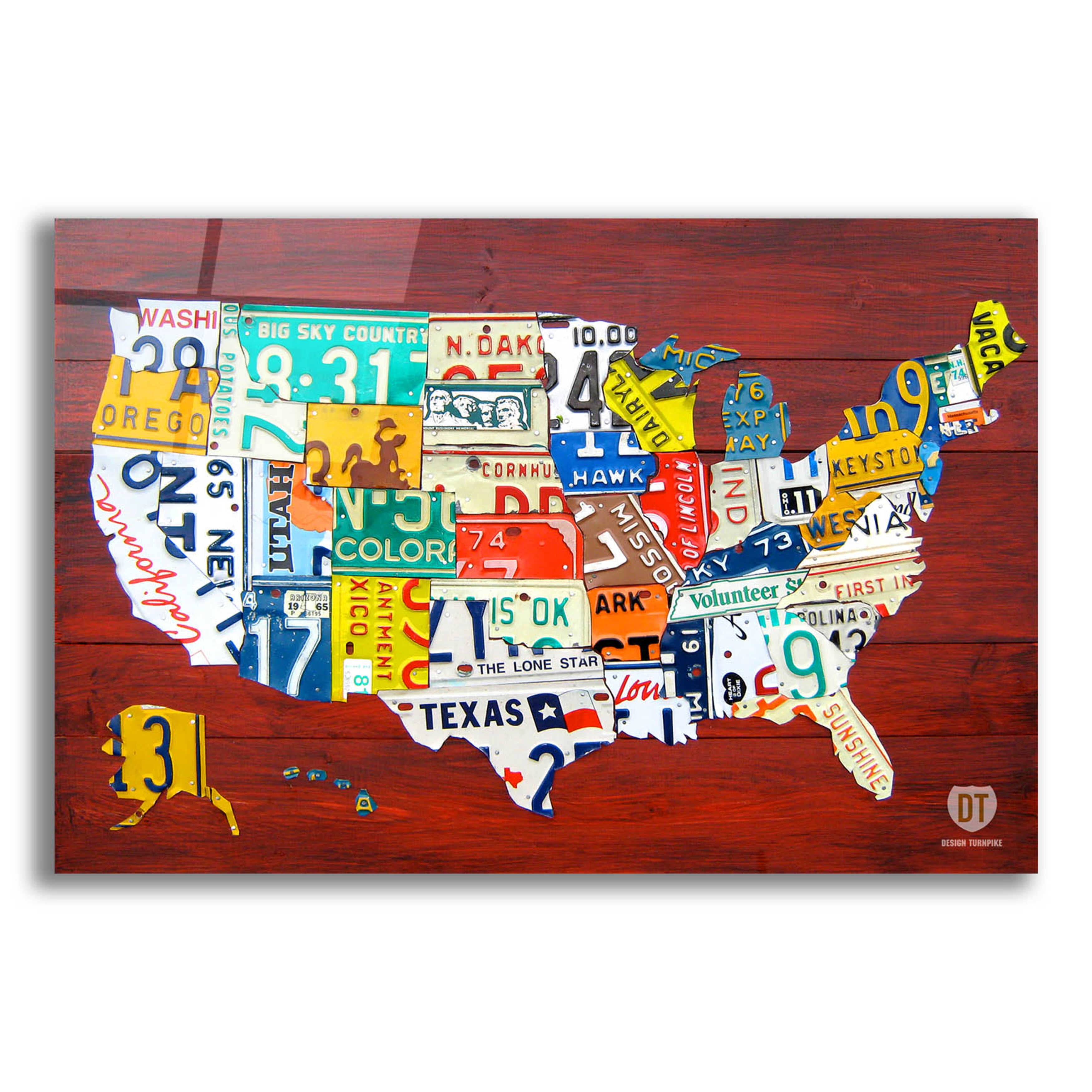 Epic Art 'License Plate Map USA' by Design Turnpike, Acrylic Glass Wall ...