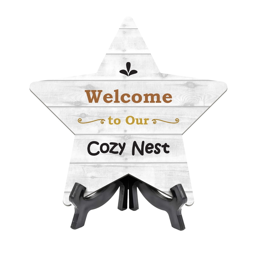 Signs ByLITA Welcome to Our Cozy Nest, Wood Color Star Table Sign (6"x5 ...