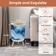 Small Trash Can with Lid Abstract Blue Marble Gold Veins Fluid Ink Art ...