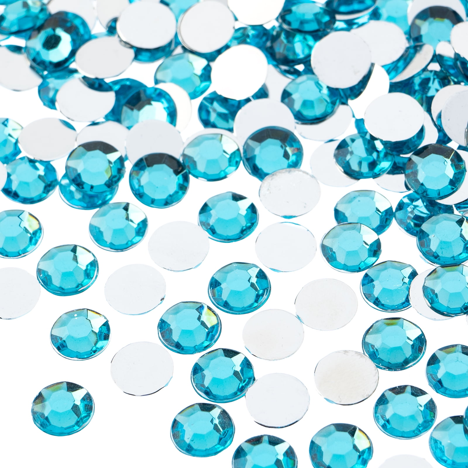 John Bead 1000-Piece 8mm (SS39) | Aqua Acrylic Round Flat Back ...