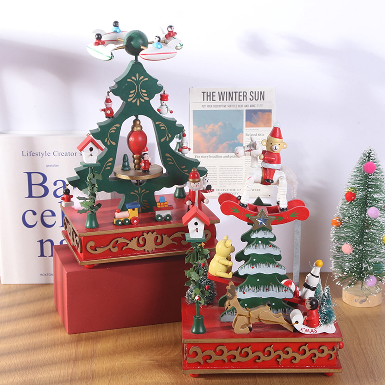 GROFRY Christmas Music Box Micro Landscape Delicate Craftsmanship ...
