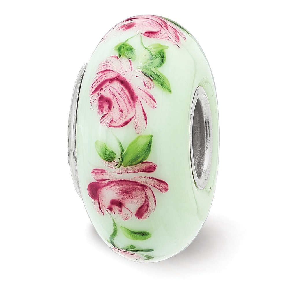 FB Jewels Ster.Silver Reflections Hand Painted Roses June Fenton Glass ...