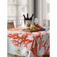 Boho Ocean Coral Table Cloth, Orange Blue Ombre Green Polka Dots ...