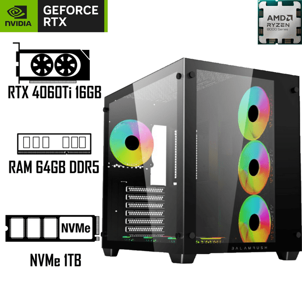 Pc Gamer Ryzen 5 8600g 64gb Ram Ddr5 Nvme 1 Tb Rtx 4060ti 16gb ...