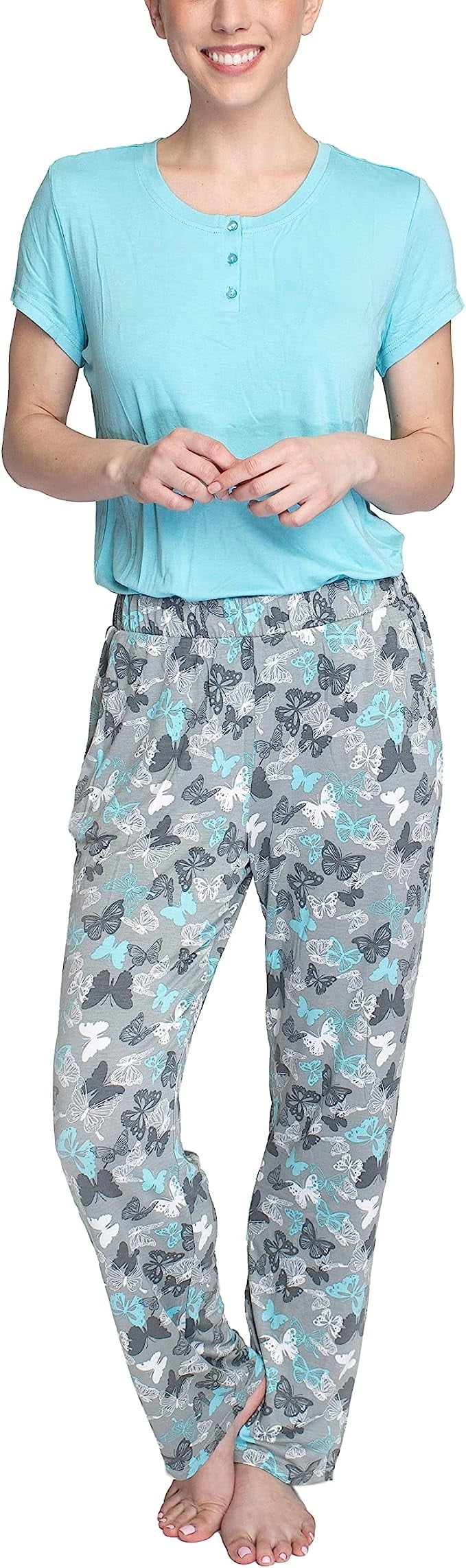 Hanes Women's Comfort Sleep Feather Knit Pajama Set, Lounge PJ Sleep ...