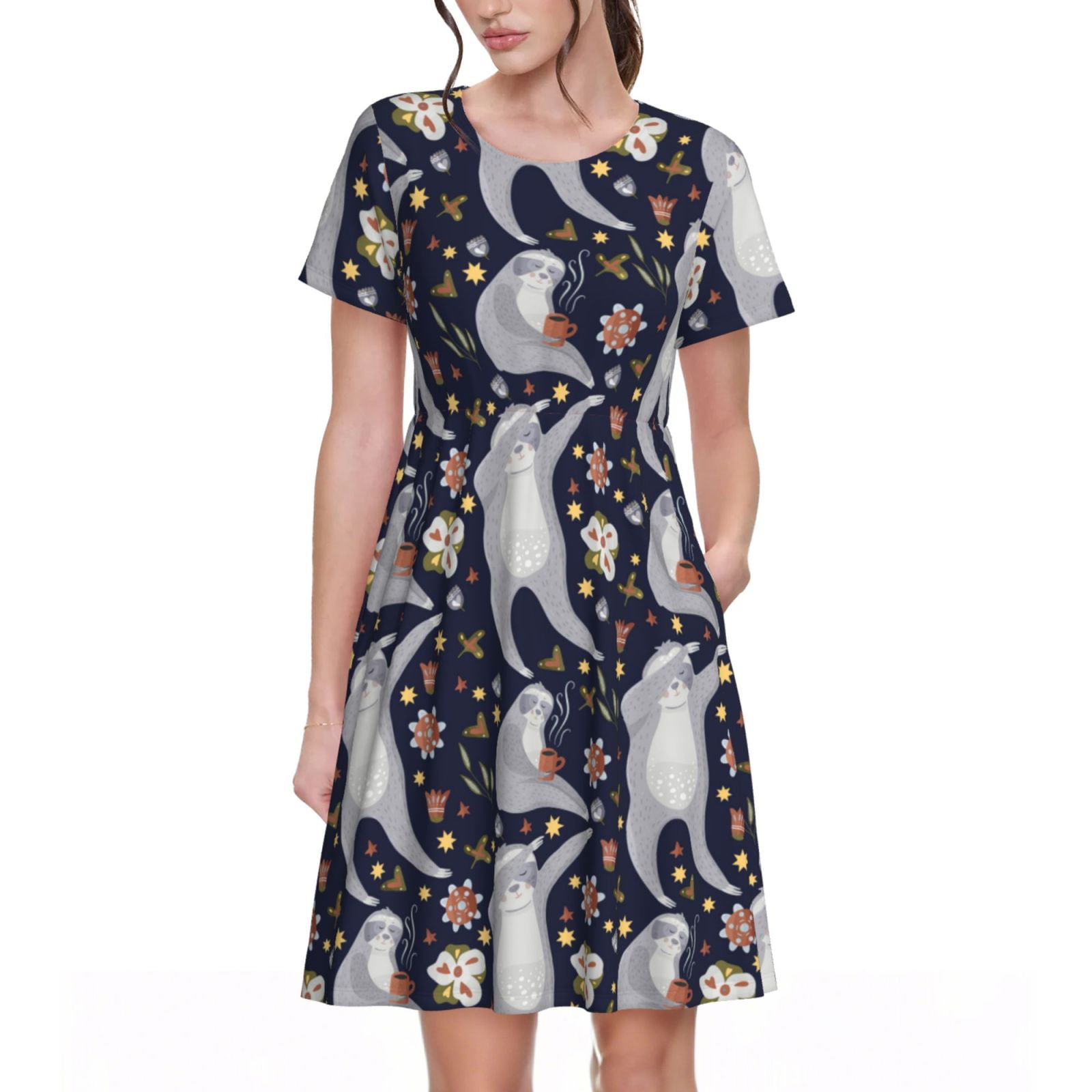 Fotbe Sloths Dancing Vestido Largo de Moda para Mujer, Vestido Tipo ...