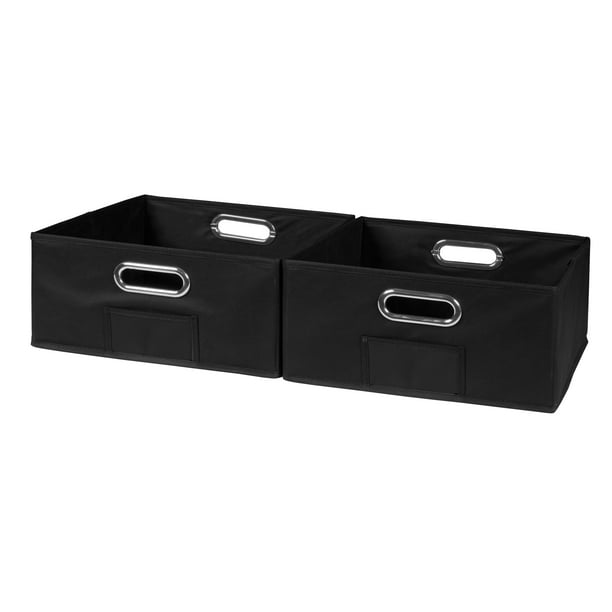 Collapsible Home Storage Set Of 2 Foldable Fabric Low Storage Bins