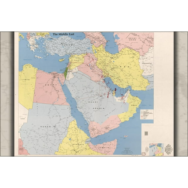 24"x36" Gallery Poster, cia map of the middle east 1991 - Walmart.com
