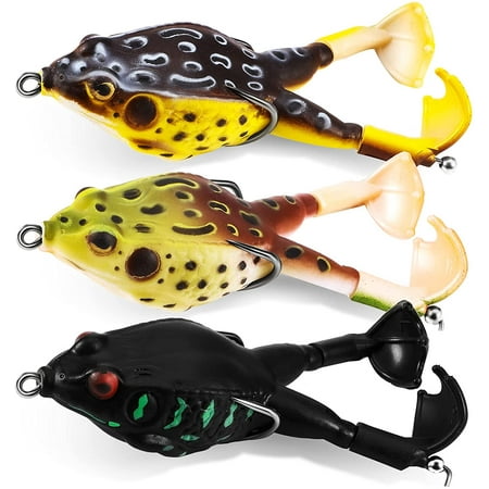 3 Pieces Soft Frogs Baits Topwater Frog Lures 3D Simulation Frog Baits ...