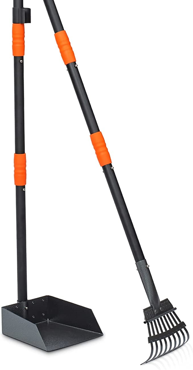 Pooper Scooper for Dogs, Metal Poop Scooper Tray and Rake Set with ...