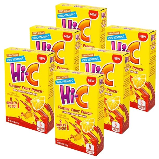 Hi-C Sugar Free Flashin’ Fruit Punch Drink Mix, 0.61 oz, 8 CT (Pack-6 ...