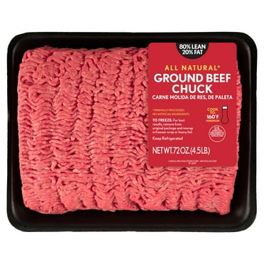 80% Lean / 20% Fat Ground Beef Chuck, 1 lb Tray, Fresh, All Natural* - Walmart.com