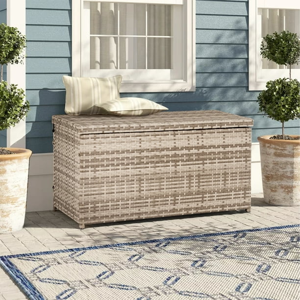 Prime Garden 60 Gallon Wicker Patio Deck Boxes with Lid, Outdoor ...