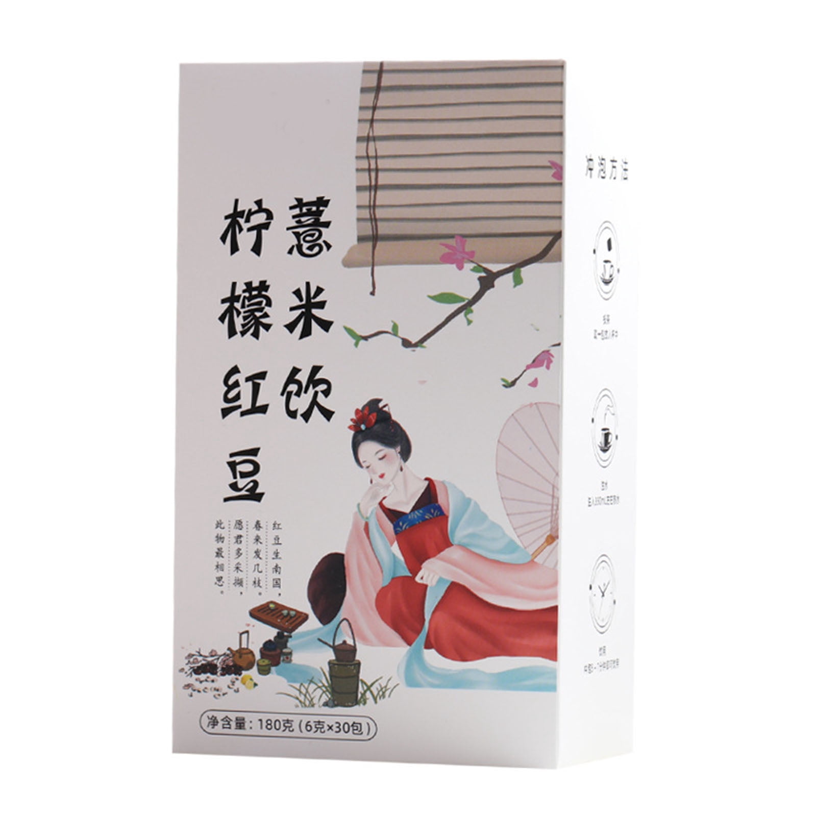 Té de cebada y frijol rojo, 180 g, 30 unidades, té de hierbas nutritivo ...