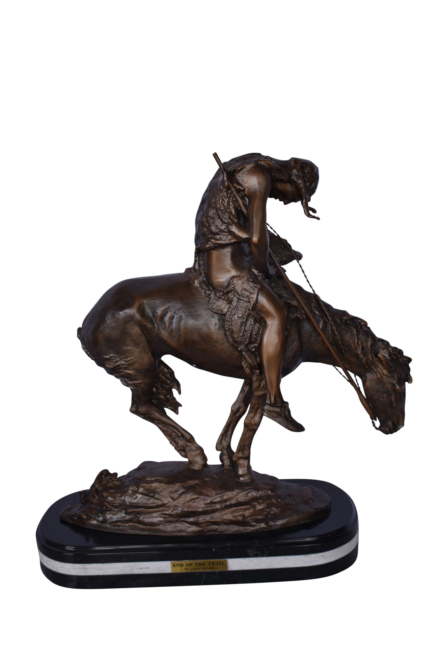 End of The Trail, a James Fraser Replica Bronze Statue - Size: 7"L x 20 ...