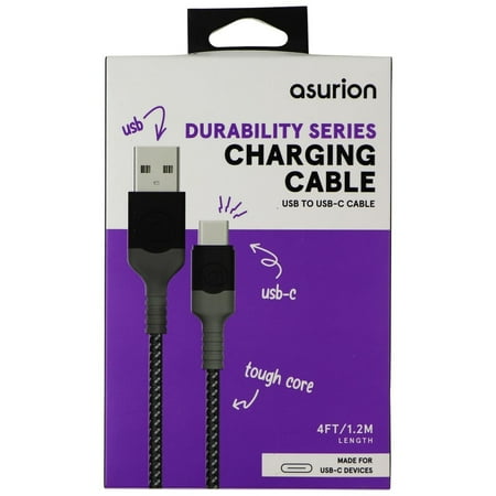Asurion Durability Series (4-Ft) USB-C to USB Braided Charging Cable ...