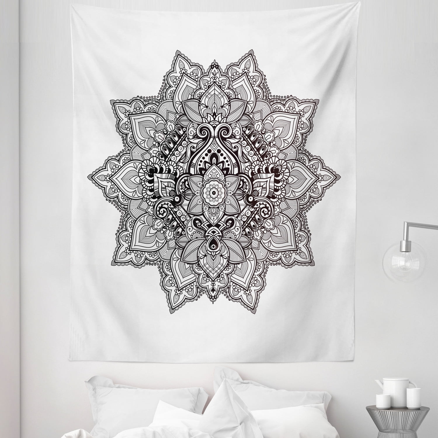 Leaf Tapestry, Mandala with Aztec Tribal Textured Ornamental Cosmos ...