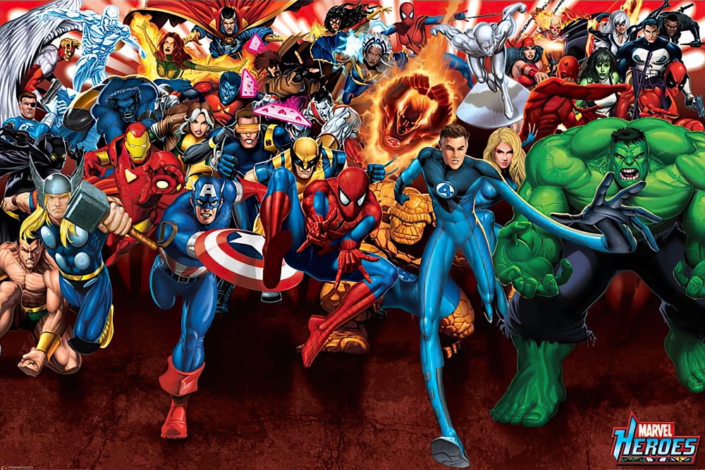 Marvel Heroes - Comic Poster / Print (The Marvel Heroes Attack) (Size ...