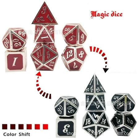 Yh-color Shift Edge Metal Dice Set Role Playing Dragons Magic Dice Bar ...
