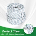 Braided Rigging Rope 5/8IN x 150FT(White Grey Blue) Arborist Swing ...