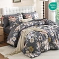 Comforter Set 7 count Bedding Sets,Gray Floral Comforter and Sheet Set ...